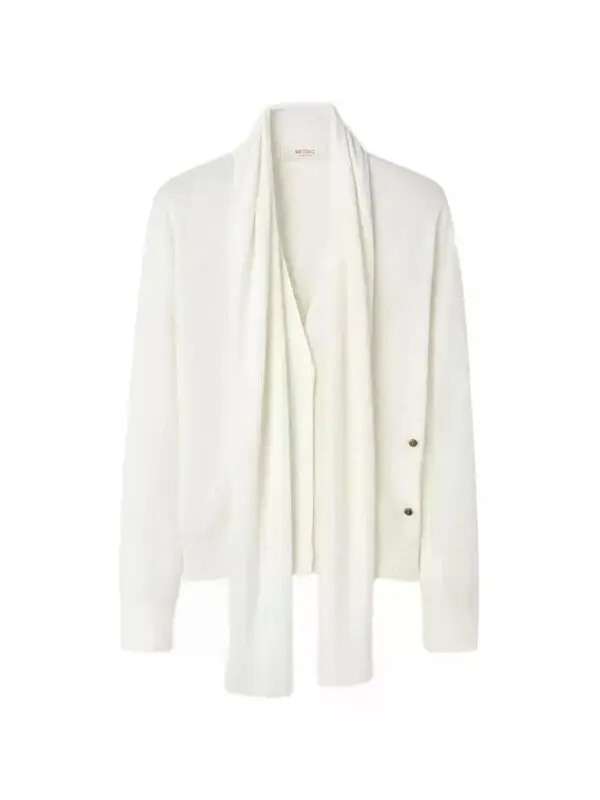 RETORI Retrofi Silk Scarf Detail Cardigan - Neutrals