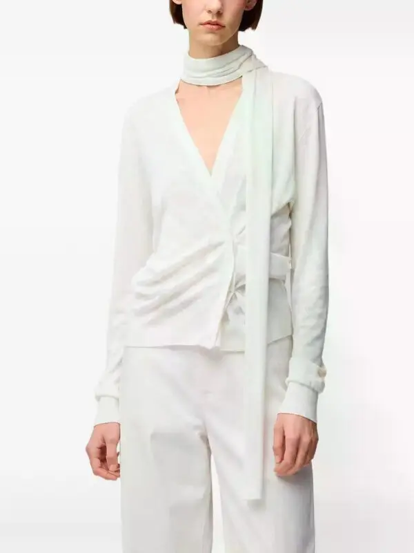 RETORI Retrofi Silk Scarf Detail Cardigan - Neutrals
