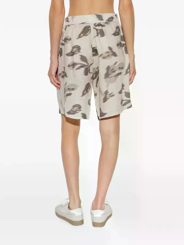 Emporio Armani Ikat Print Belted Linen Shorts