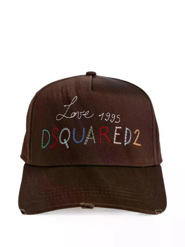Dsquared2 Logo-embroidered Distressed Baseball Cap - Brown