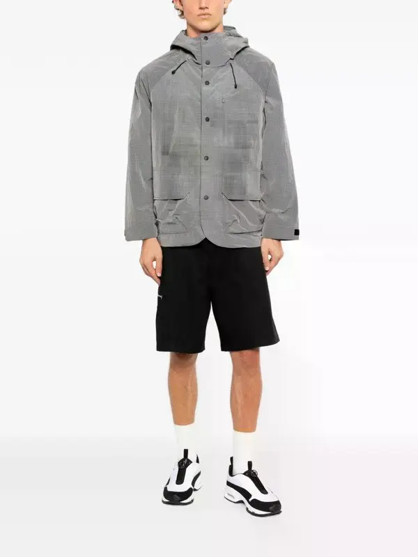 AGNES B. Hooded Grid-pattern Jacket