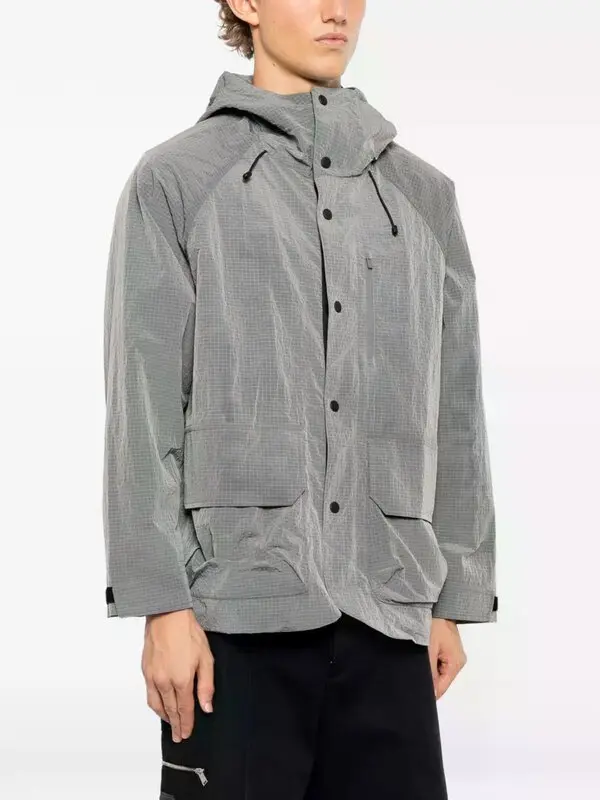 AGNES B. Hooded Grid-pattern Jacket