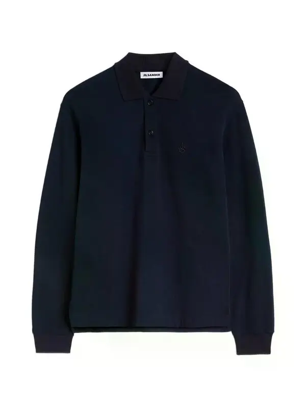 JIL SANDER Monogram-embroidered Polo Shirt - Blue