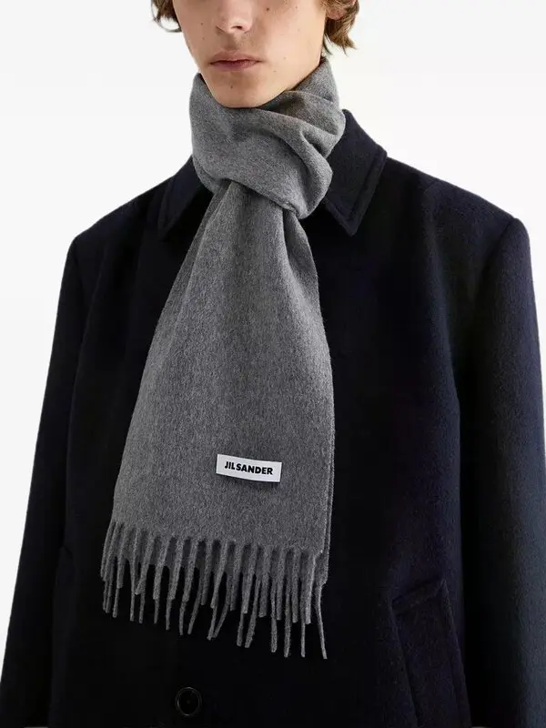JIL SANDER Slim Cashmere Blend Scarf - Grey