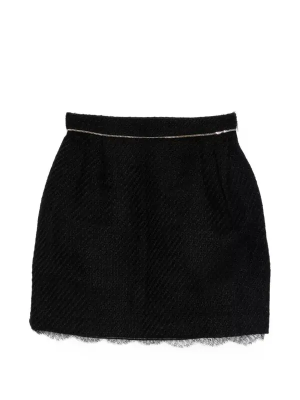 Roberto Cavalli Lace-trimmed Tweed Skirt - Black
