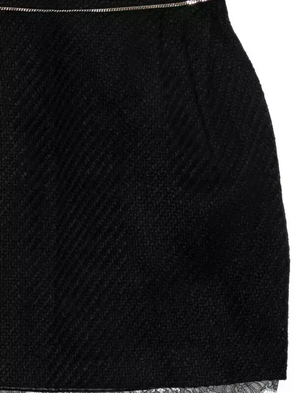 Roberto Cavalli Lace-trimmed Tweed Skirt