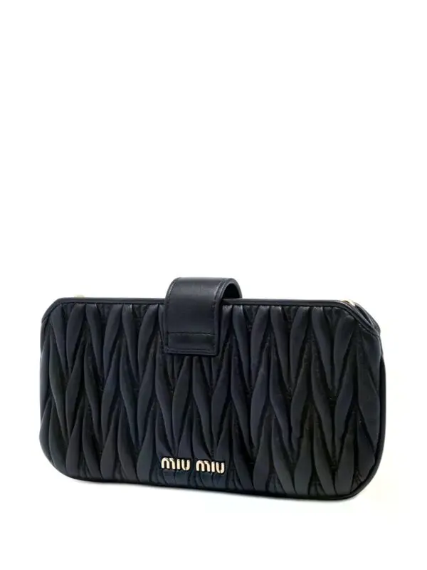Miu Miu Matelassé Nappa Crystal Clutch On Chain Shoulder Bag - Black