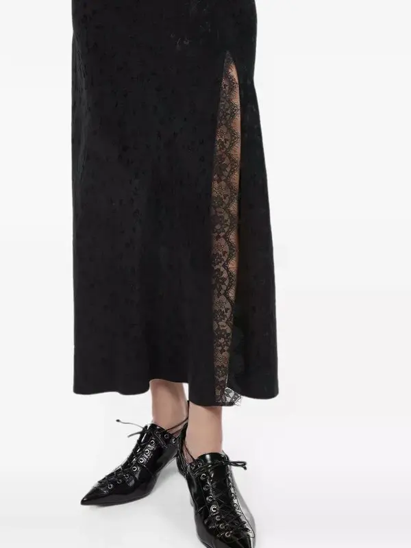 Pinko Lace-trim Jacquard-pattern Midi Dress