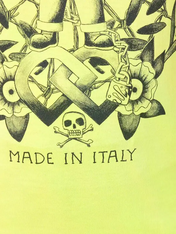 Dsquared2 Tattoo Graphic" Short Sleeve T-shirt - Yellow