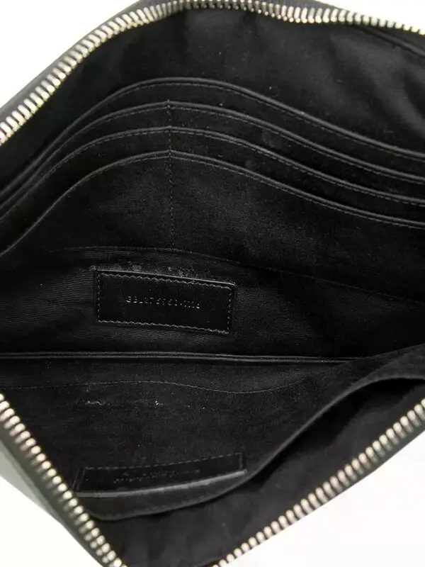 Saint Laurent Leather Multi Patch Zip Pouch Clutch Bag