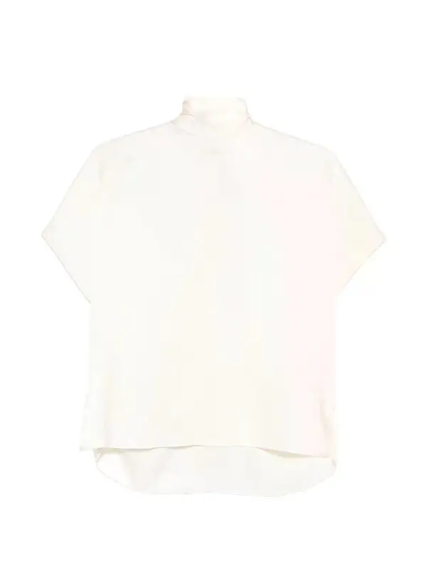 Brunello Cucinelli High Neck Silk Blouse - Neutrals
