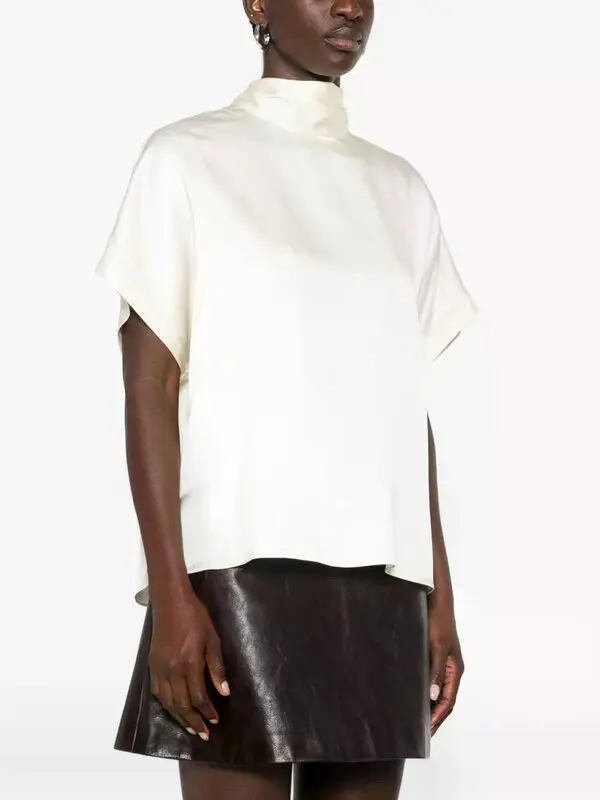 Brunello Cucinelli High Neck Silk Blouse