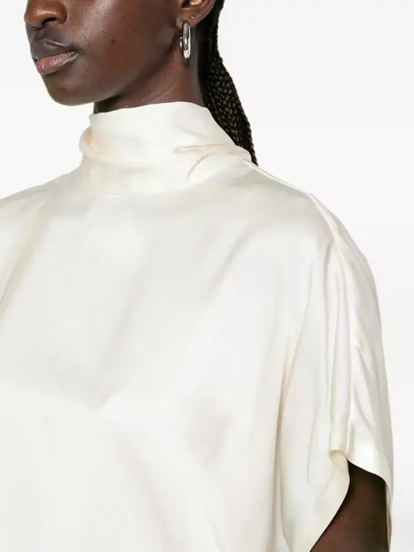 Brunello Cucinelli High Neck Silk Blouse