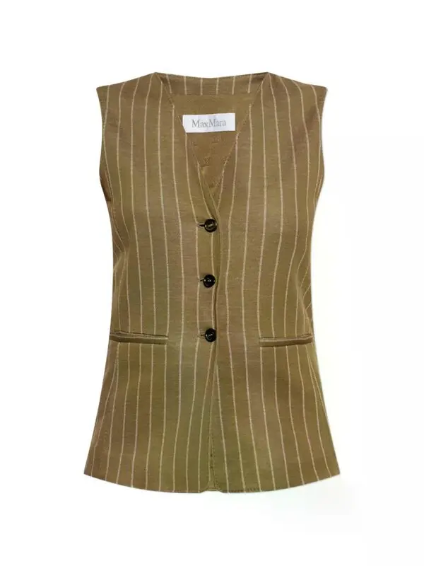 Max Mara Riccio Pinstriped Waistcoat - Green
