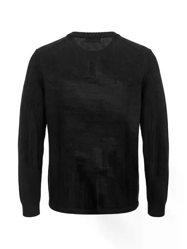 Prada Ribbed Knit Crew Neck Sweater With Zip Pocket