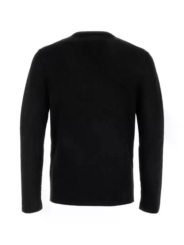 Prada Ribbed Knit Crew Neck Sweater With Zip Pocket