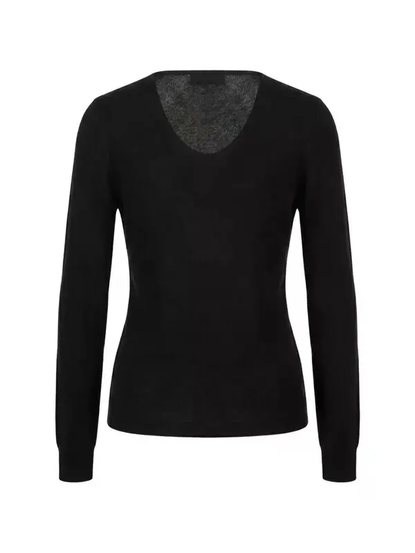 Malo Fine Knit V-neck Sweater - Black