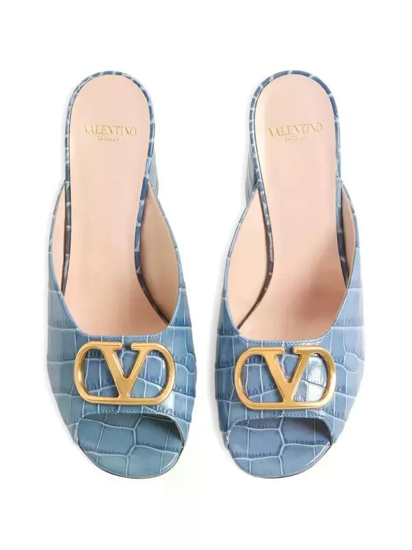Valentino Garavani Vlogo Signature Slide Sandals - Blue