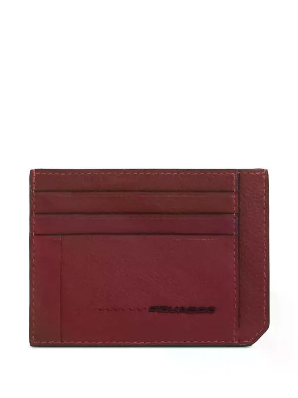 PIQUADRO Logo-plaque Leather Card Holder - Red