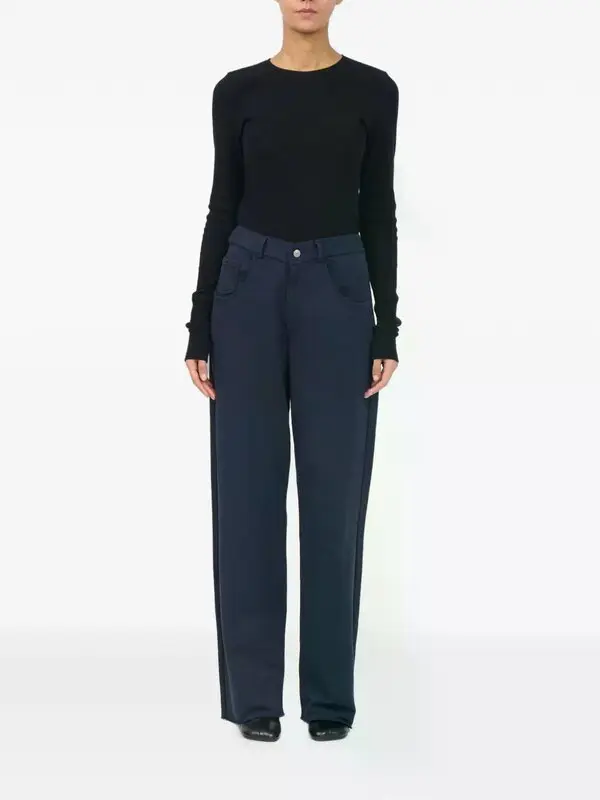 MAISON MARGIELA Navy Cotton Wide Leg Raw-cut Hem Pants