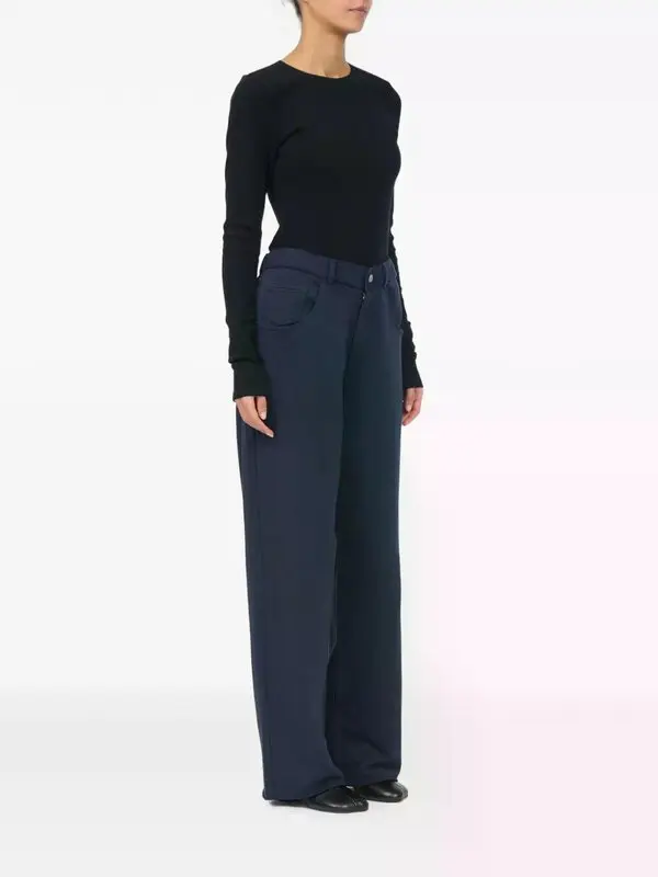 MAISON MARGIELA Navy Cotton Wide Leg Raw-cut Hem Pants