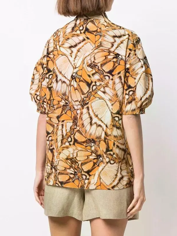 Alberta Ferretti Butterfly Print Silk Shirt