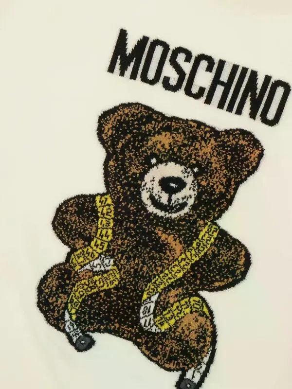 Moschino Intarsia Knit Crew Neck Long Sleeve Sweater