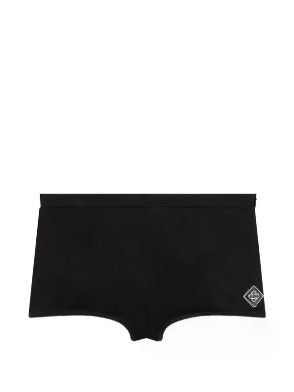 Casablanca Logo Plaque Belted Shorts - Black