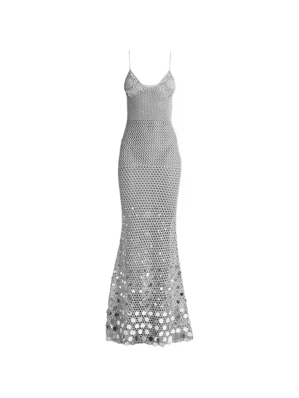 Casablanca Crochet Sequin-embellished Dress - Silver