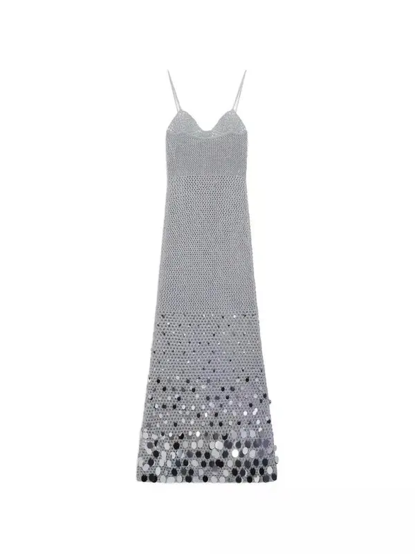 Casablanca Crochet Sequin Embellished Dress - Silver