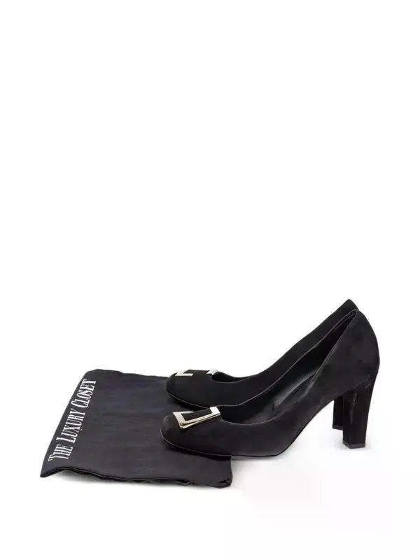 Gucci Square-toe Metal-trim Suede Pumps