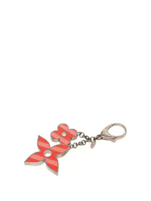 LOUIS VUITTON Enamel Sweet Stripes Flower Bag Charm And Key Chain - Red