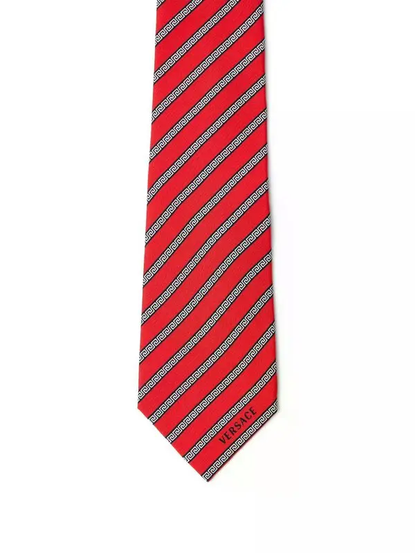 Versace Printed Silk Twill Tie - Red