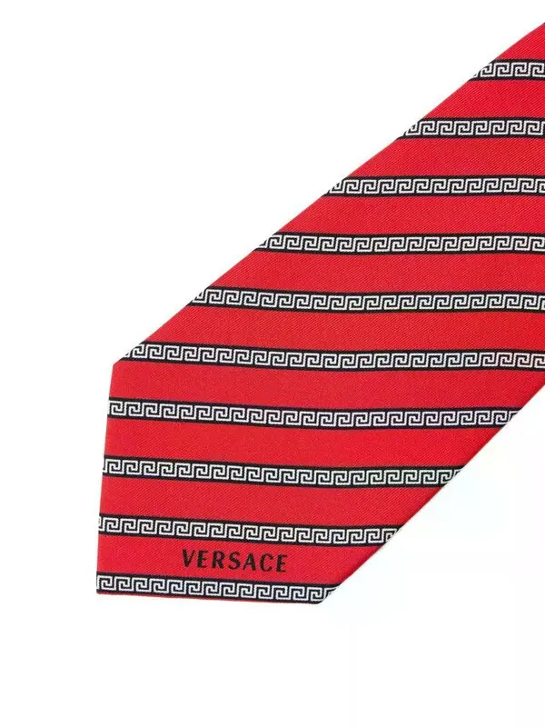 Versace Printed Silk Twill Tie - Red