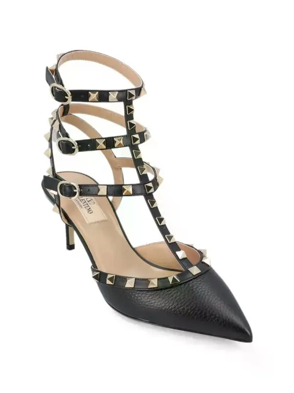 Valentino Garavani Rockstud Cage Construction Pumps - Black