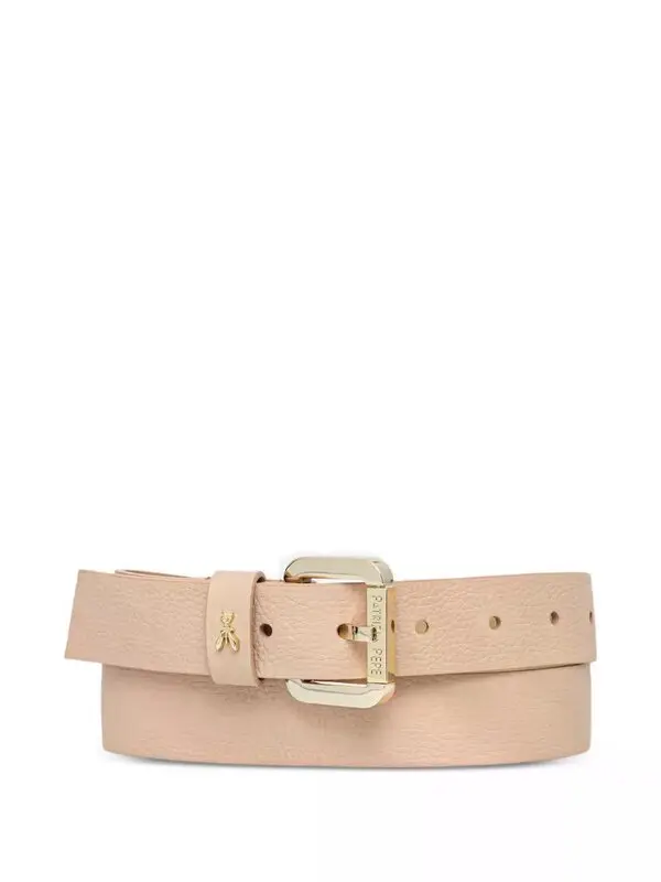 Patrizia Pepe Pebbled Calf Leather Belt With Fly Plaque - Neutrals