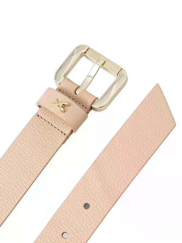 Patrizia Pepe Pebbled Calf Leather Belt With Gold-tone Fly Plaque