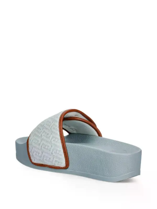 Liu Jo Monogram Pattern Touch-strap Platform Slides