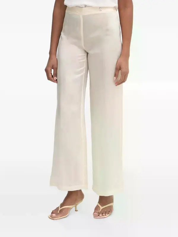 Patrizia Pepe Logo Plaque Wide-leg Trousers - Neutrals