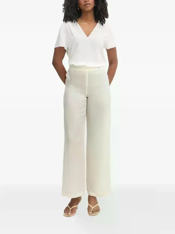 Patrizia Pepe Logo Plaque Wide-leg Trousers - Neutrals