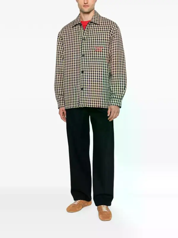 Drole De Monsieur Check Slogan-print Overshirt