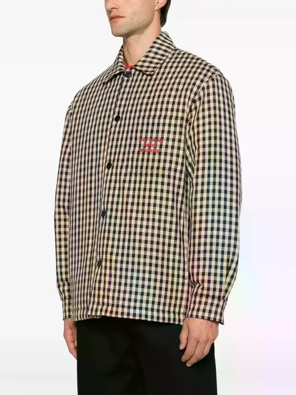 Drole De Monsieur Check Slogan-print Overshirt