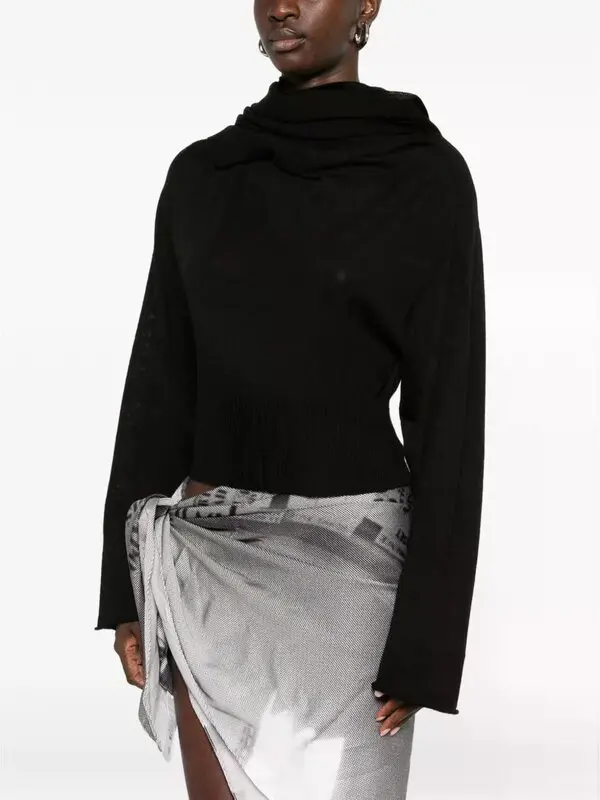 Rick Owens Draped Neck Ribbed Top