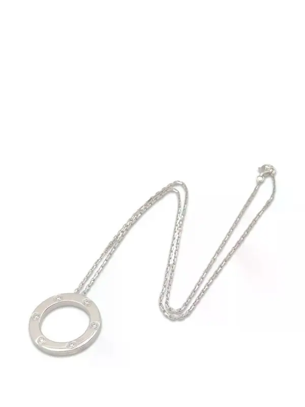 Cartier 18k White Gold Diamond Circle Pendant Necklace - Silver