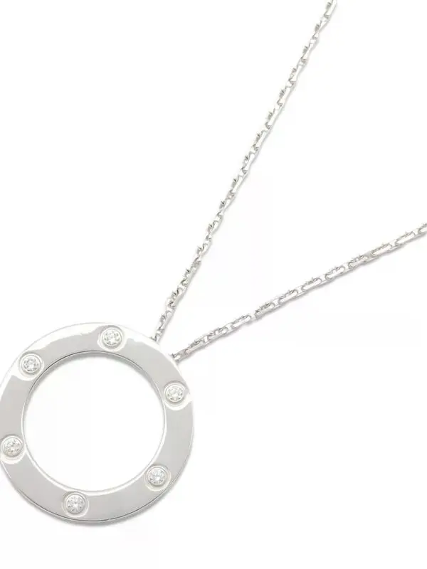 Cartier 18k White Gold Diamond Circle Pendant Necklace
