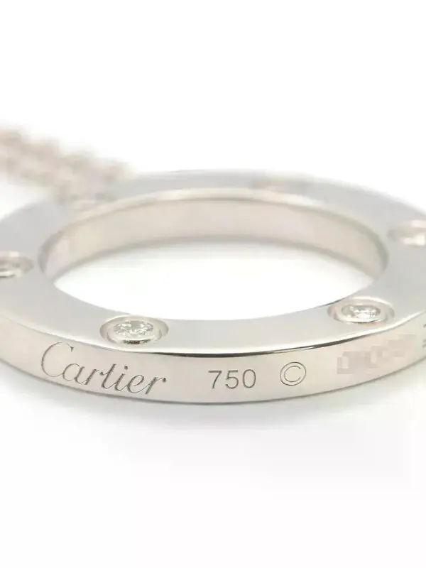 Cartier 18k White Gold Diamond Circle Pendant Necklace