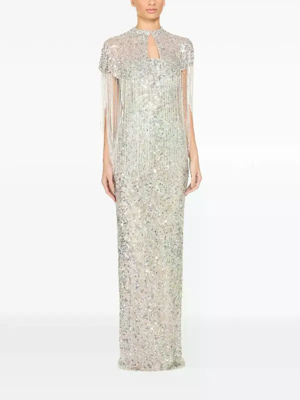 Jenny Packham Astralis Cape With Fringe Embellishment - Silver