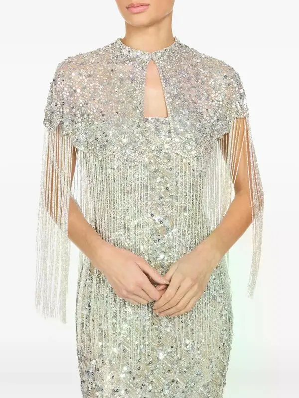 Jenny Packham Astralis Cape With Fringe Embellishment - Silver