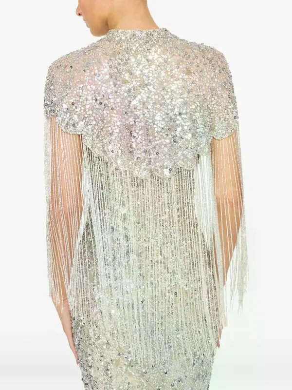 Jenny Packham Astralis Cape With Fringe Embellishment - Silver