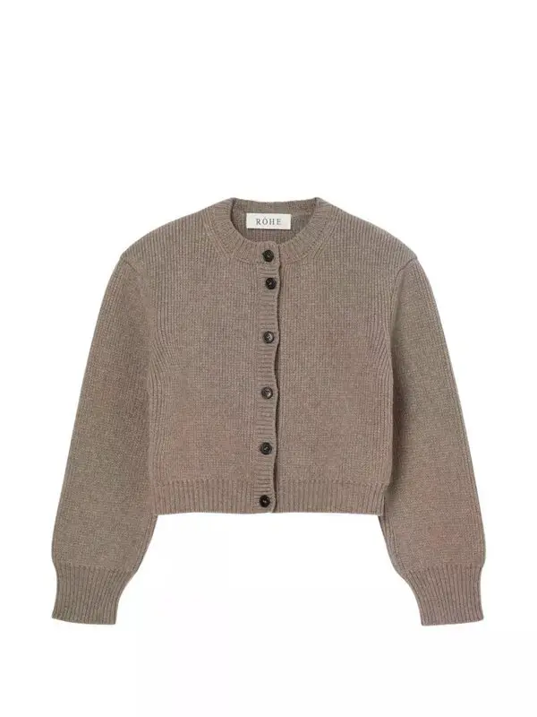 RÓHE Cropped Ribbed-knit Cardigan - Neutrals